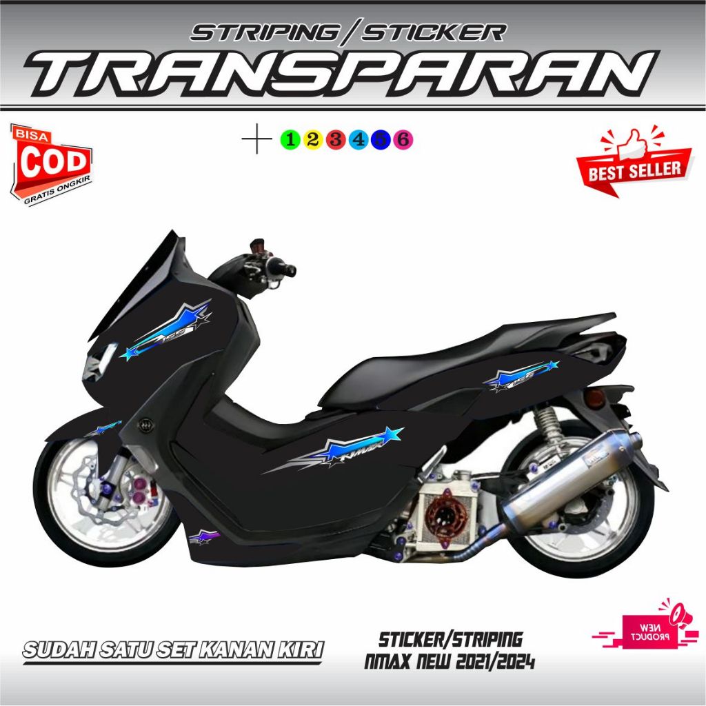 Striping Sticker Custom Nmax New Transparent Uv Simple Star Line Design ...