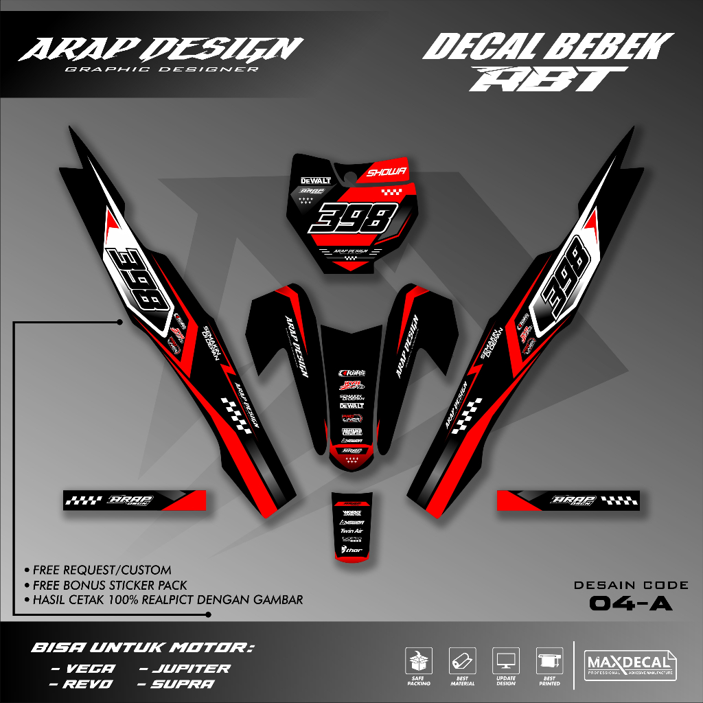 Arap DESIGN Sticker Variation RBT/GTX VEGA R NEW Duck Striping Decal ...