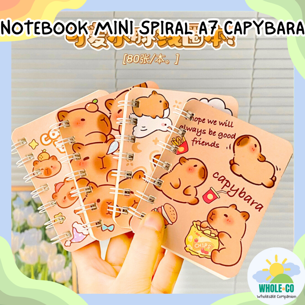 Mini Spiral Capybara Notebook A7 Premium Chocolate Pastel Animal ...