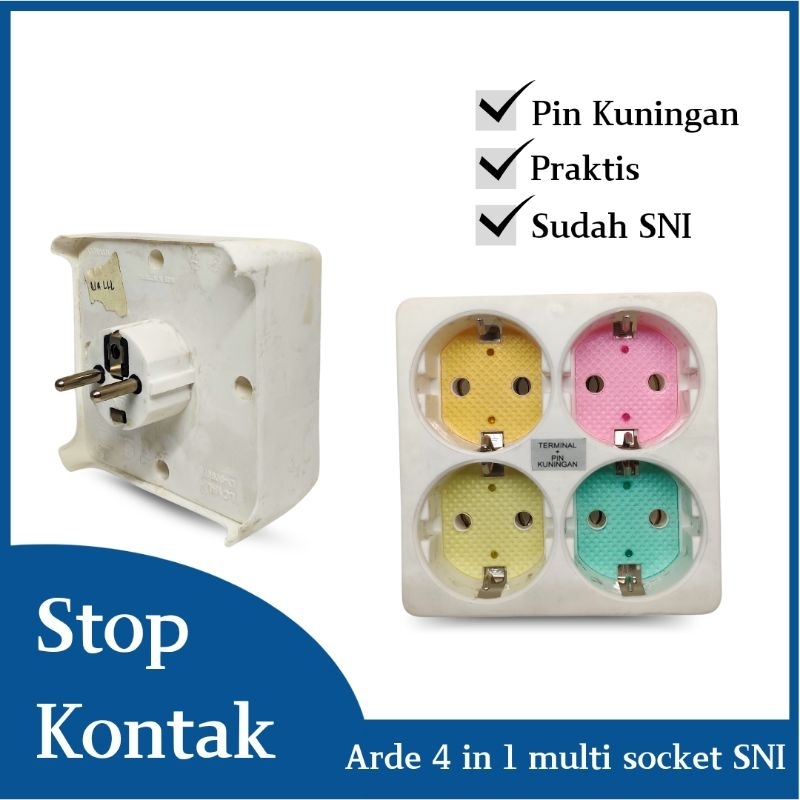 Grounded socket plug box 4 in 1 multi socket 4 holes Brass SNI | Shopee ...