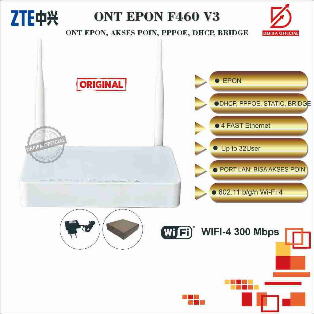 Ftth Modem Wireless Wifi Router ZTE F460 V3 ONT EPON ONU | Shopee ...