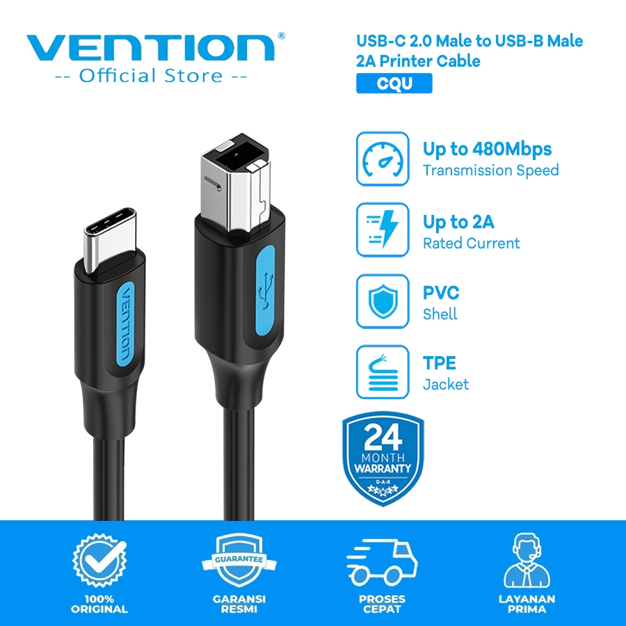 Vention USB-C Male to B Male Scanner Printer Data Cable for Epson Canon ...