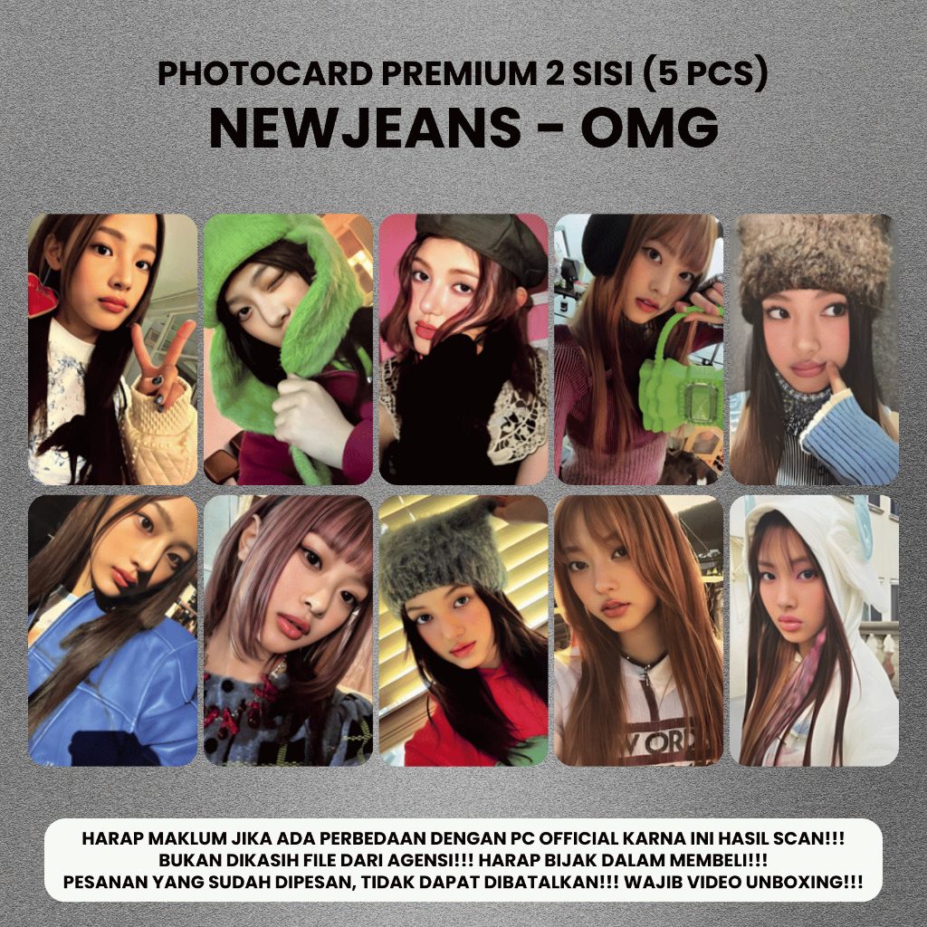 (CONTAINS 5 PCS) Photocard NEW JEANS OMG ALBUM PC Premium 2 Sides Kpop ...