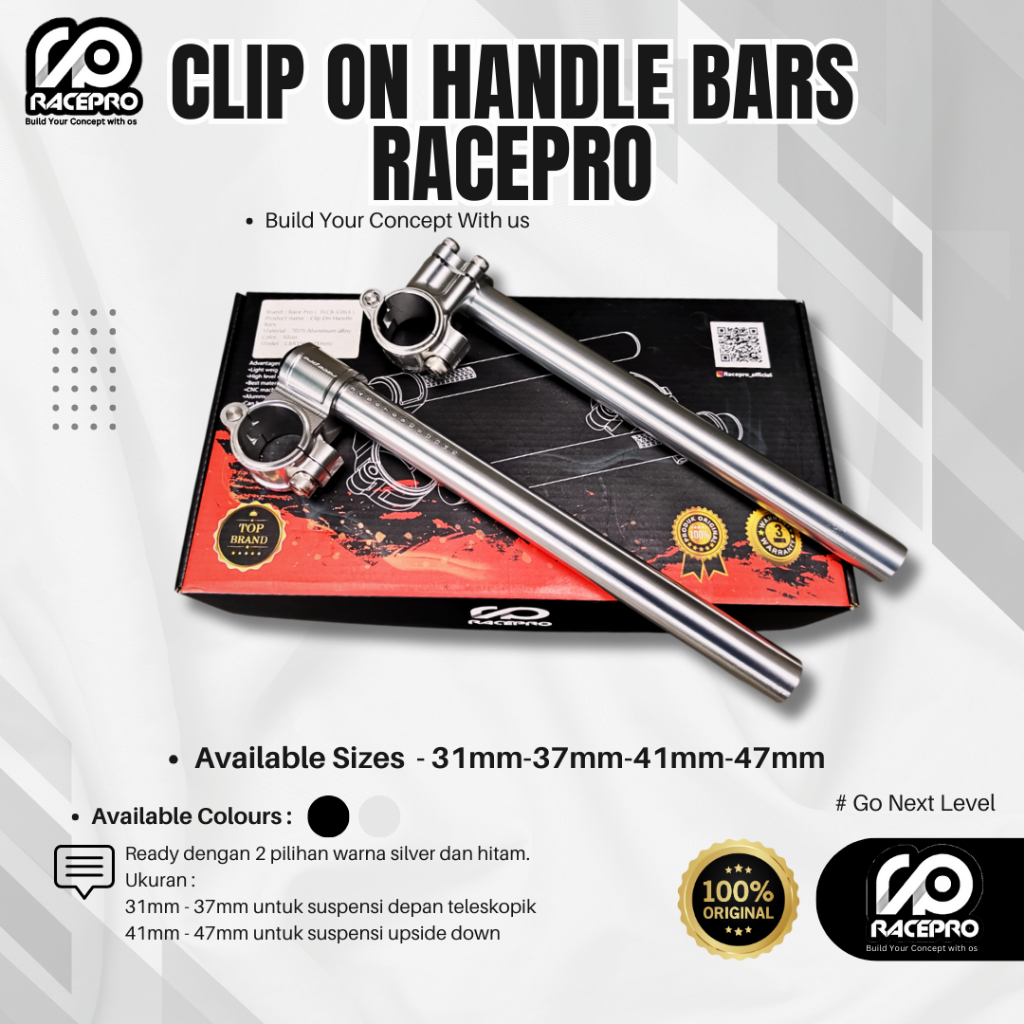 Clip ON HANLDE BARS RACEPRO HANDLEBAR CLIP ON RACEPRO 31-37-41-47 ...