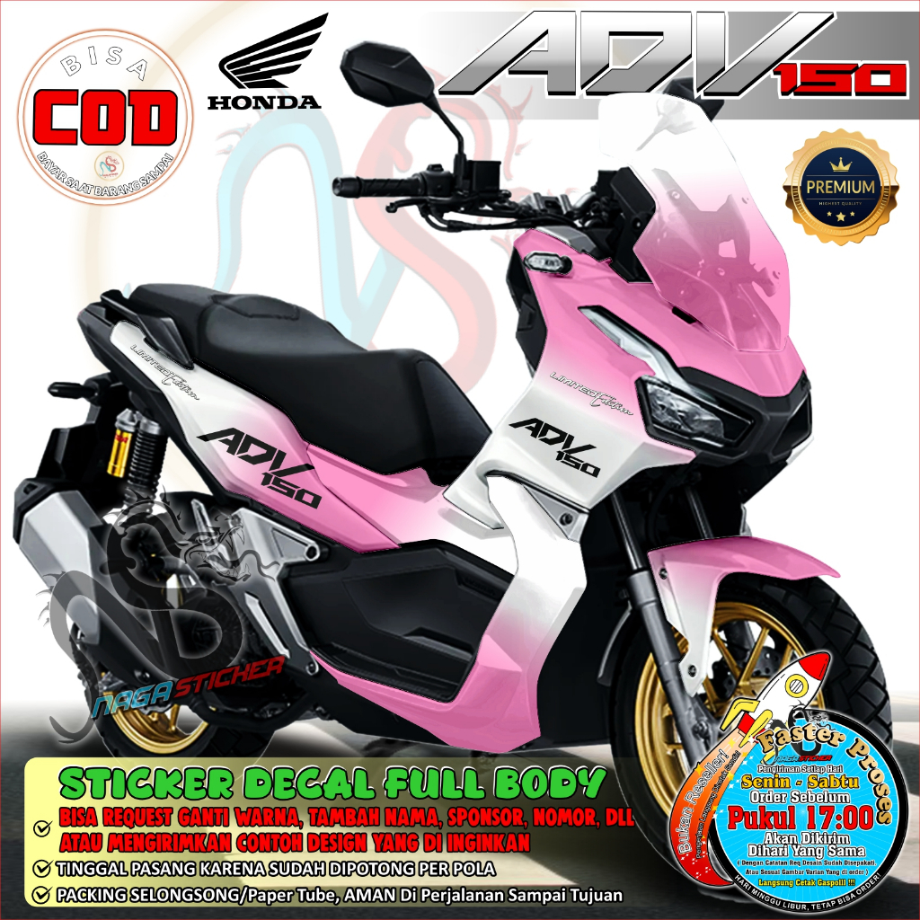 PUTIH Honda ADV 150 Full Body Decal Sticker White & All NS5602 Motif ...