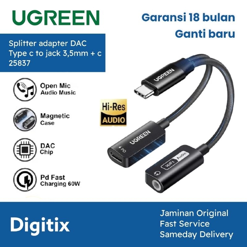 Ugreen Audio Splitter Converter Connector Type C + Jack 3.5mm To C Hi ...