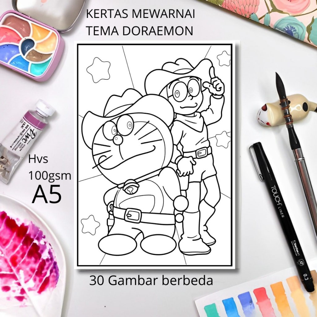 30 Children's Coloring paper pictures / Coloring / Doraemon Theme Sketa ...
