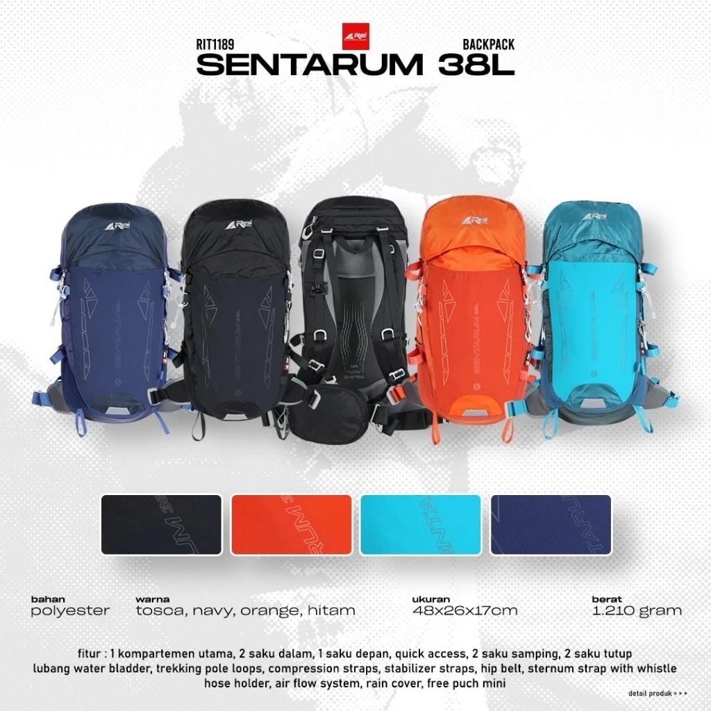 Arei Outdoorgear Semi Carrier Sentarum 38 Liter Hiking Backpack Travel ...