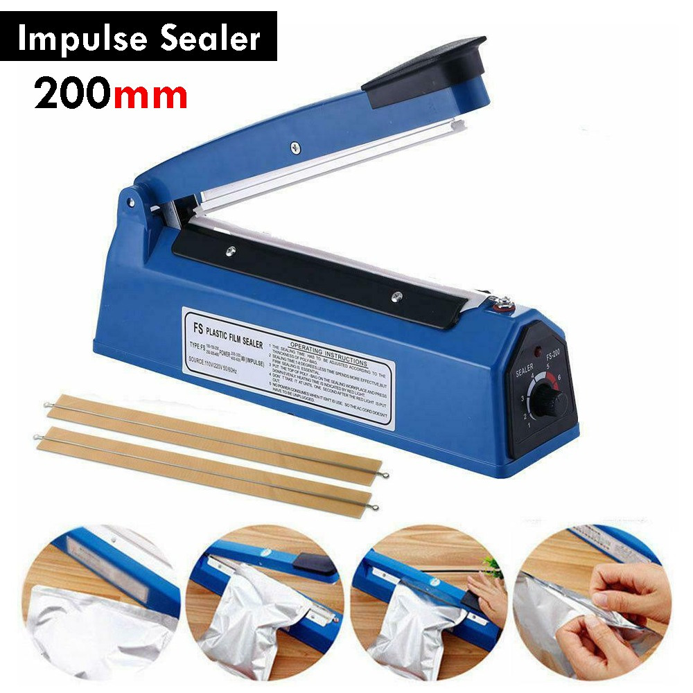 MESIN Impulse Sealer Plastic Adhesive Press Machine 8 Adjustments 200mm ...