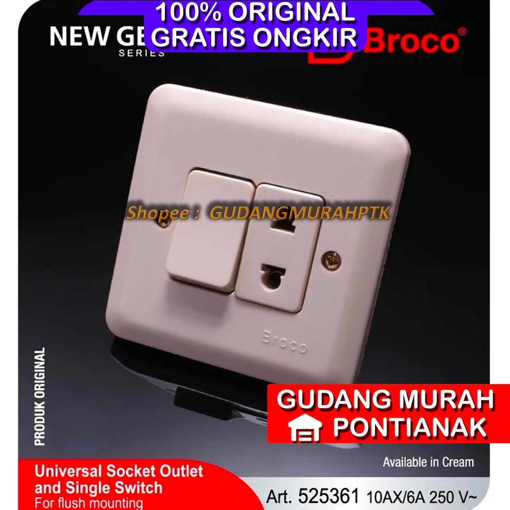 Ib STOP ENGKEL SWITCH SWITCH AND STOP CONTACT INBOW 525361 Broco CREAM ...