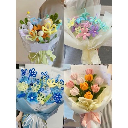 Mercy Feather Wire Pastel color Pipe Cleaner Craft Diy Hand Bouquet ...