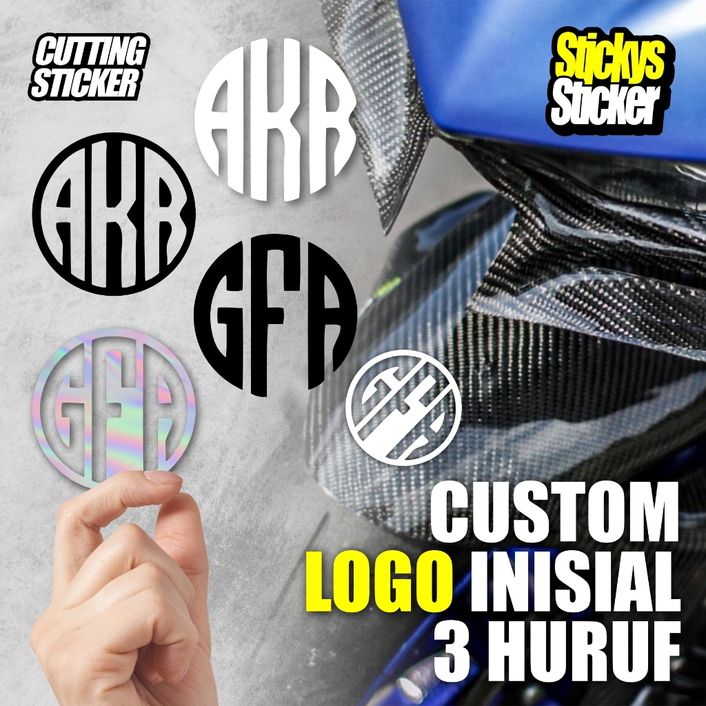 MINIMAL Cool 3 letter initial Logo sticker, custom your own name ...