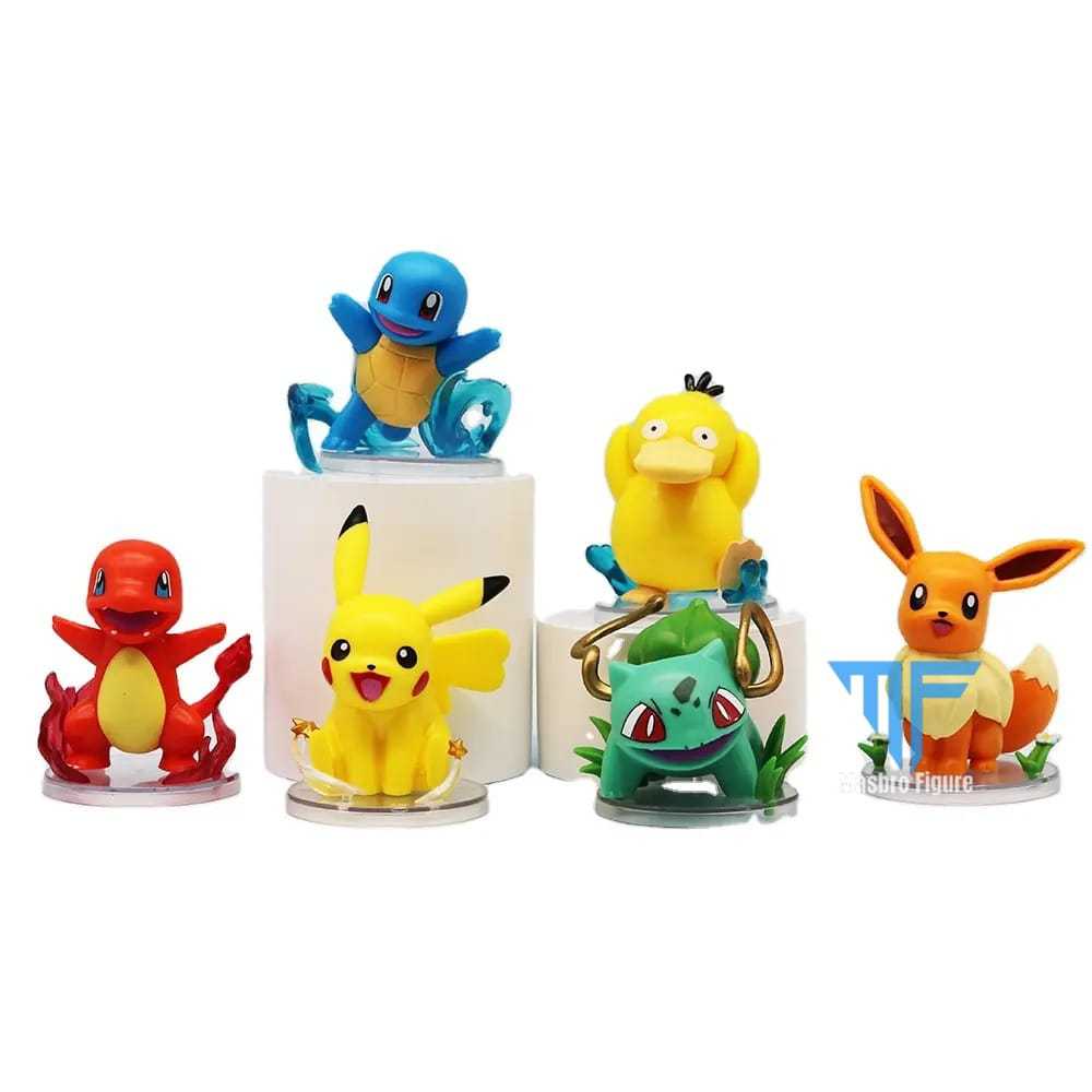 Pokemon Pikachu Bulbasur Charmander Psyduck Action Figure Set of 6 pcs ...
