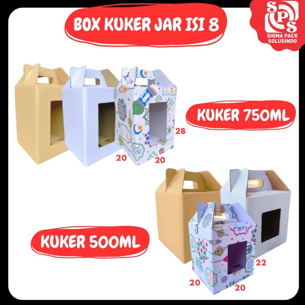 Box 20x20x28 / 20x20x22 KUKER JAR Tote 500ml/750ml CONTAINS 8 Cardboard ...