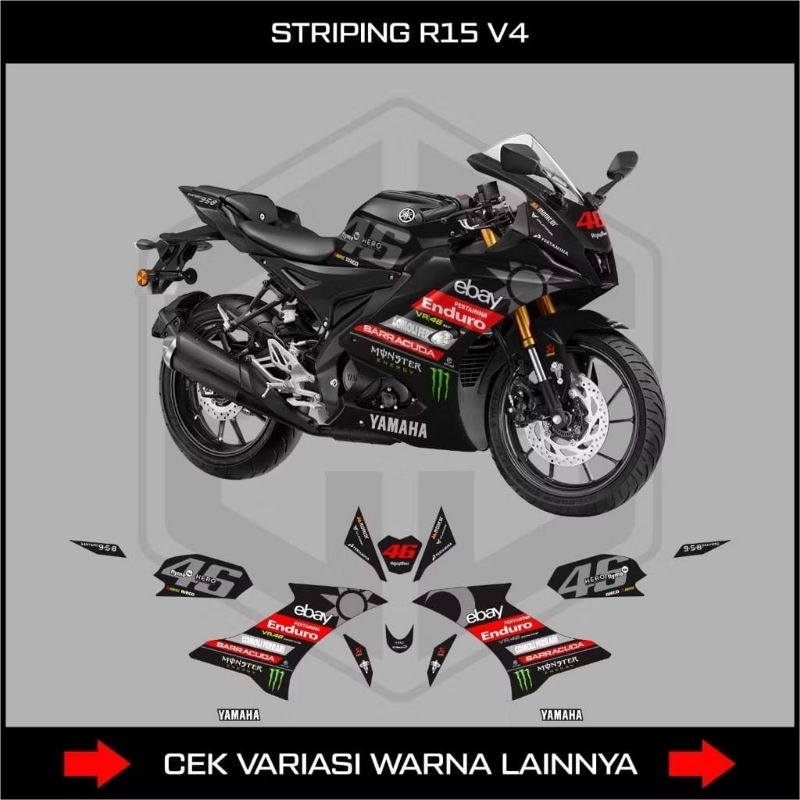 Yamaha Striping R15 V4 / Motorcycle Sticker R15 V4 Livery GP 46 Rossi ...