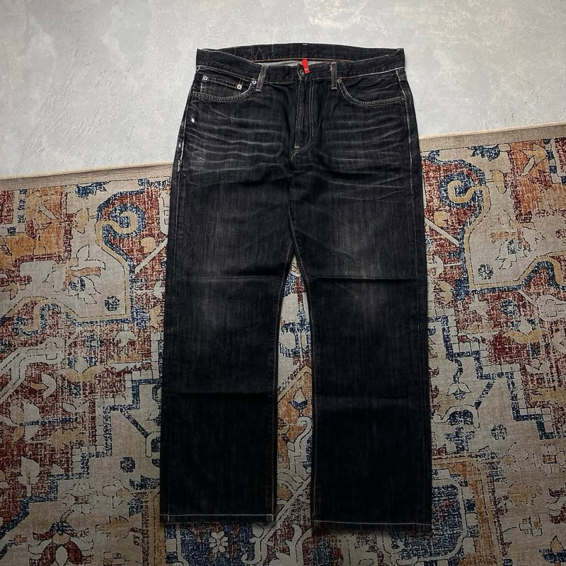 Uniqlo UJ S002 Regular Straight Fading Black Japanese Denim | Shopee Philippines