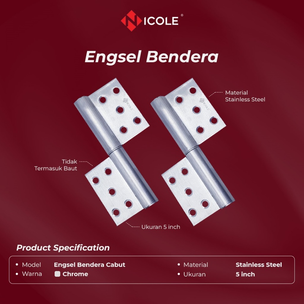 Nicole Stainless Steel Pull Out Flag Hinge 2.5 inch 3 inch 4 inch 5 ...