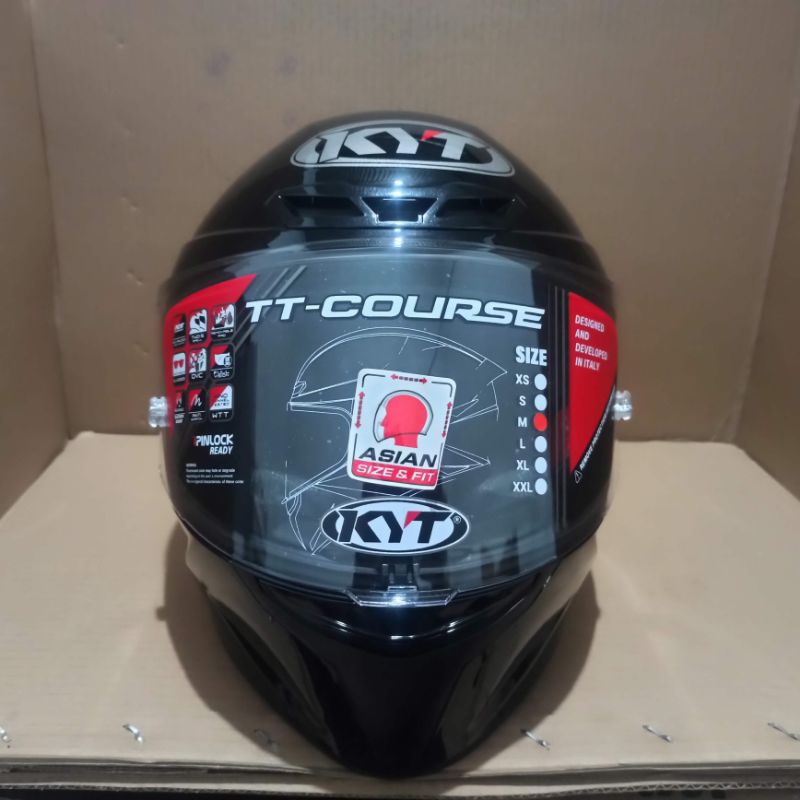 KYT TT COURSE PLAIN BLACK GLOSSY HELMET | Shopee Philippines