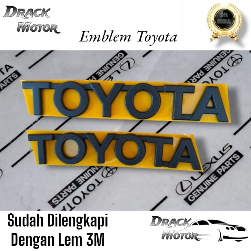 Original Doff Black Toyota Writing Emblem Toyota Hilux Fortuner Innova ...