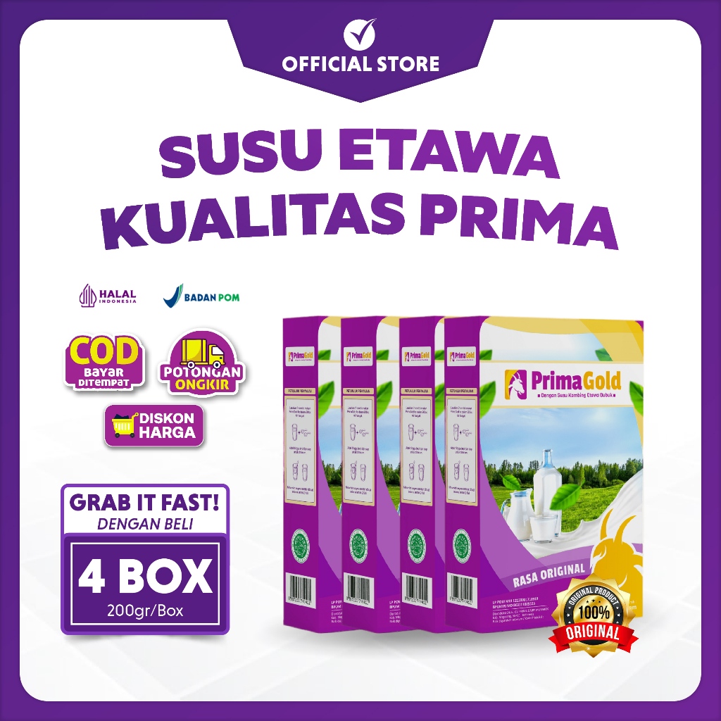 Prima GOLD OFFICIAL || Original 4 BOX Prima Gold Milk etawa goat milk ...