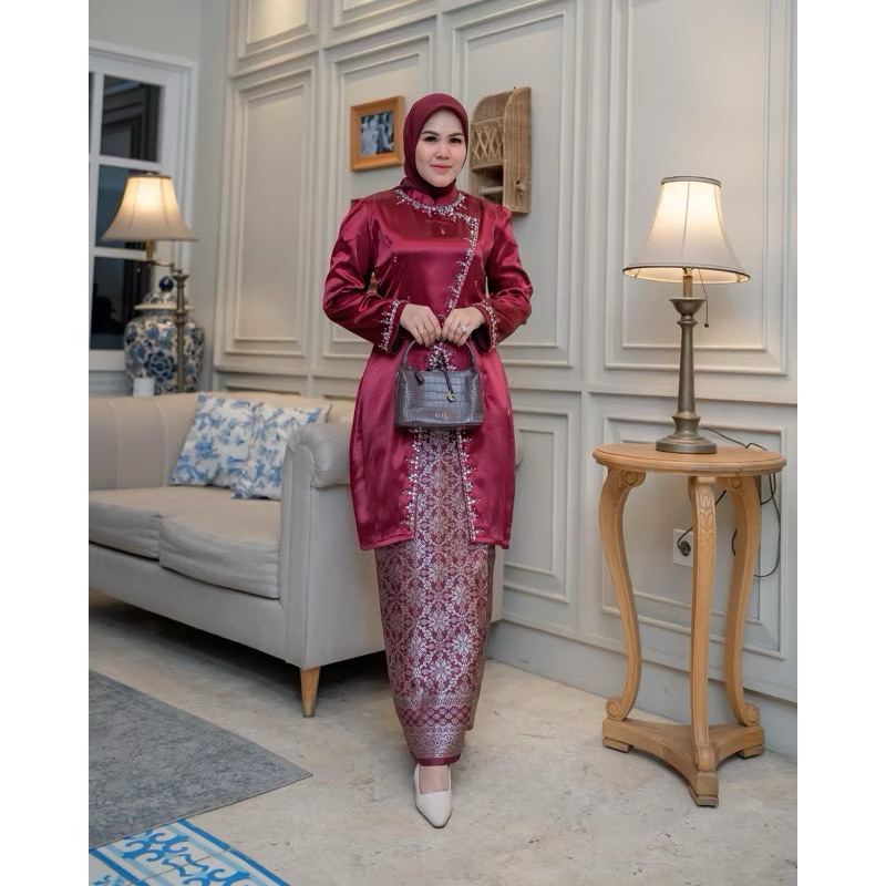 New Lyly Kebaya Suit with Premium Wrapped songket Skirt Suitable for ...