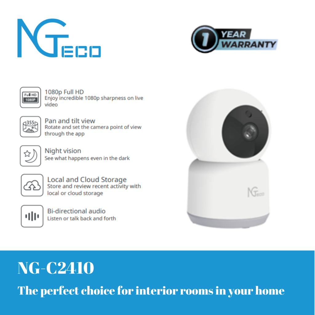 Ngteco Smart CCTV Camera NG-C2410 Wi-fi Indoor Surveillance and Security Camera | Shopee Philippines