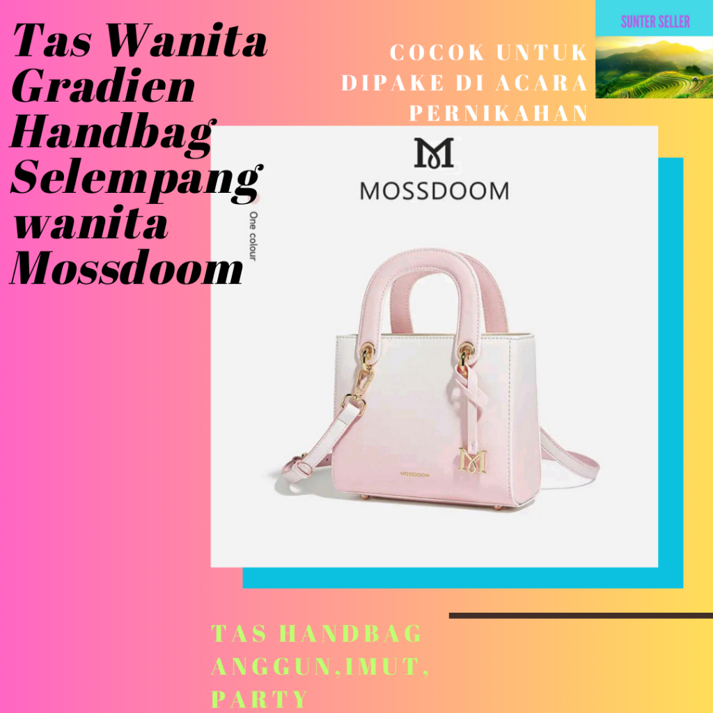 Mossdom Gradient Hand Bag Women's Bag, Smooth Pink Crossbody | Shopee ...