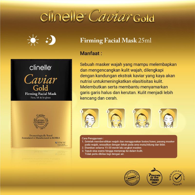 Clinelle caviar gold firming facial mask 1 sachet 25ml | Shopee Philippines