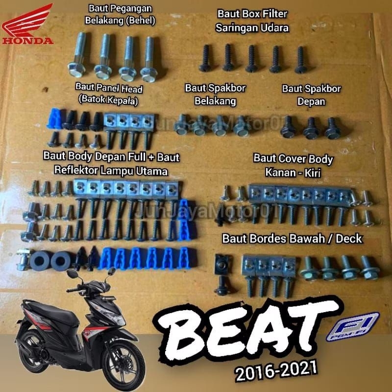 Complete Bolts for Honda Beat FI New 2016-2019 Body / Complete Bolts ...