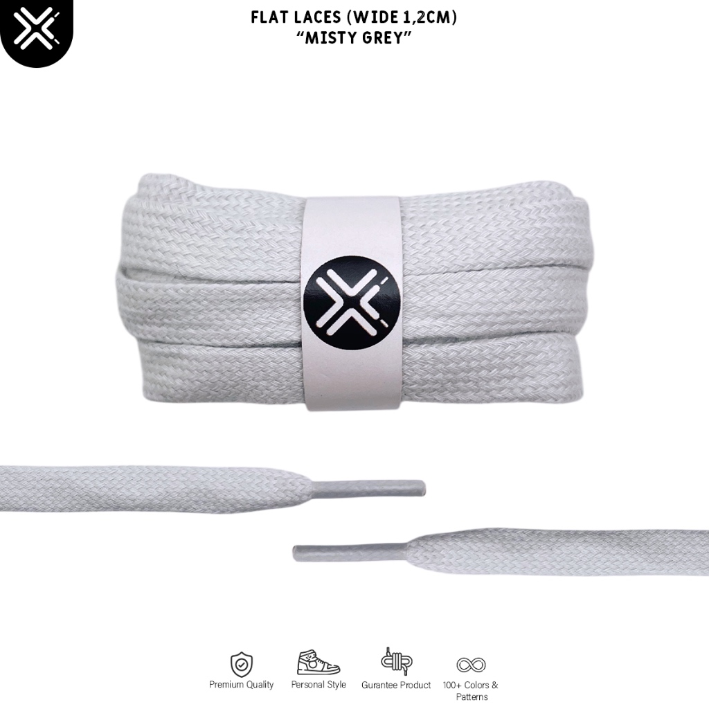Fat Shoelace 1,2cm Width Misty Gray Premium Cotton | Shopee Philippines