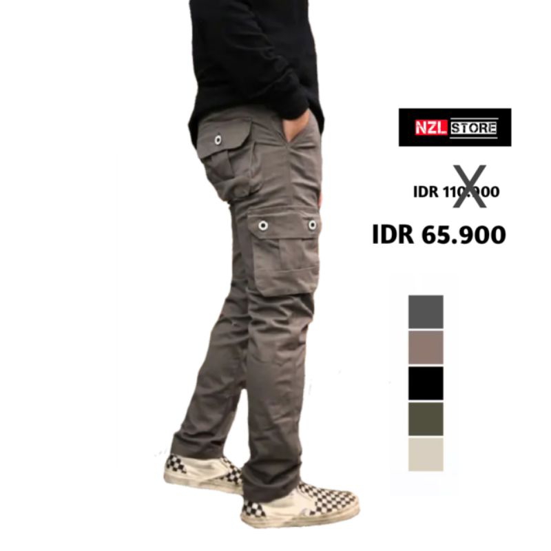 HITAM Nzl STORE Kimpol Adult Men's Long Cargo Pants Army Black ...