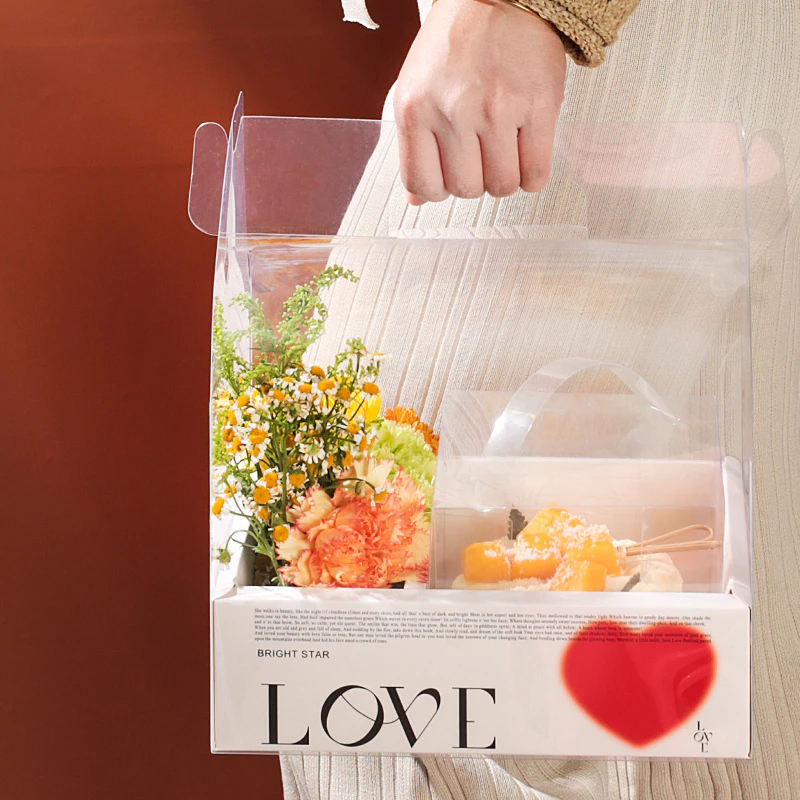 Transparent Cake Flower Box Bloom Bento Cake Box PVC Gift Hampers ...