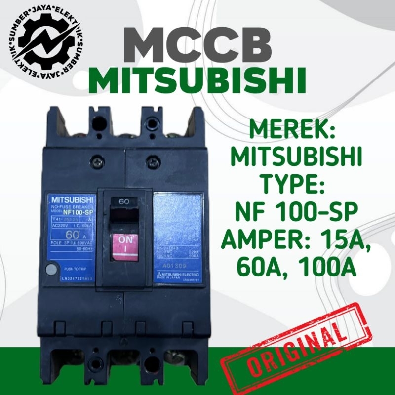 MCCB / BREAKER MITSUBISHI NF 100-SP 15A, 60A, 100A SECOND ORIGINAL ...