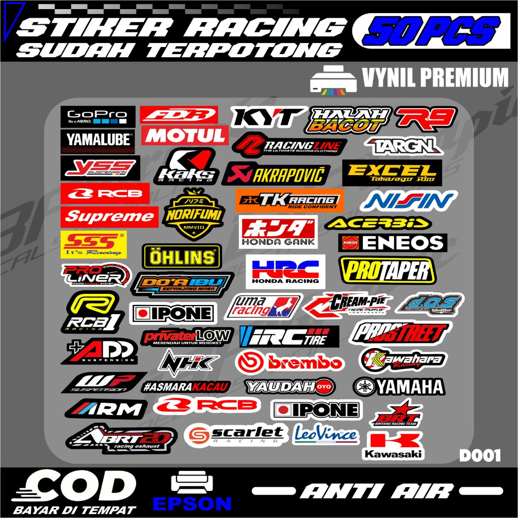 50pcs racing repair shop racing sticker pack already cut, just stick it ...