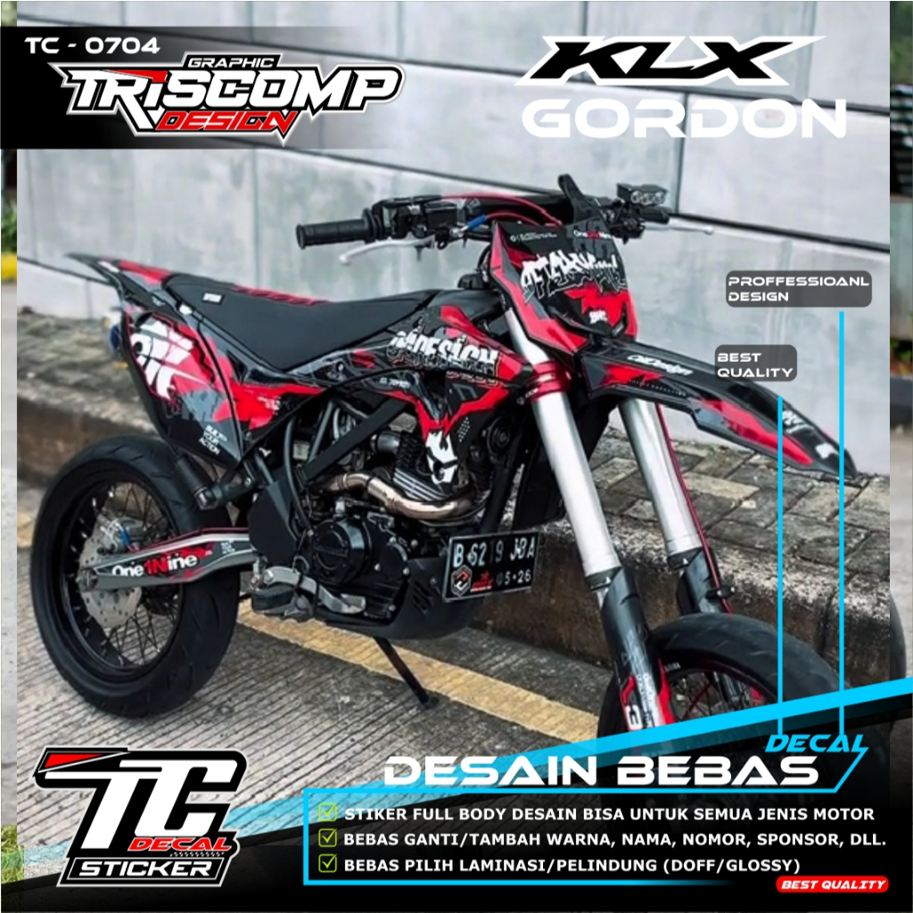 MERAH HITAM Gordon Decal custom design fullbody Sticker Latest red and ...