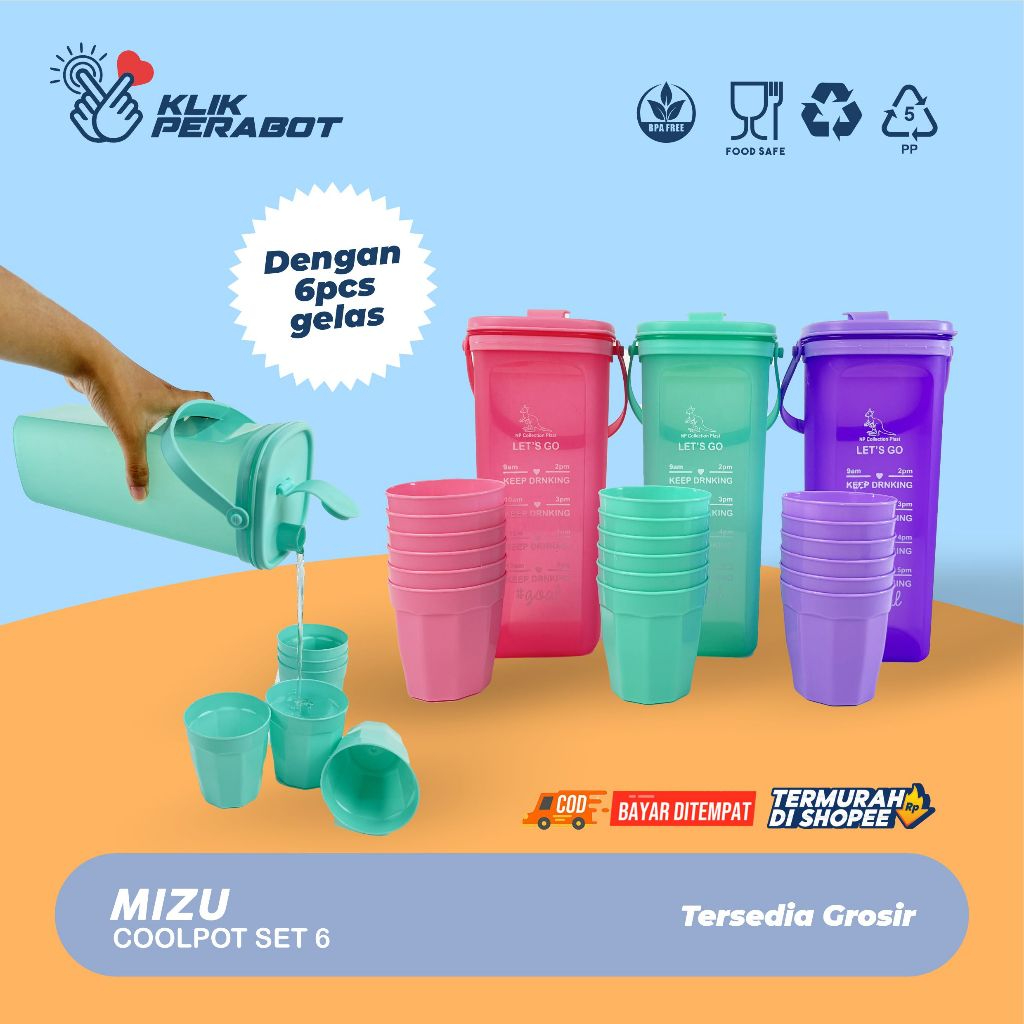 Mizo coolpot drinking water bottle set 6 2 liters | Shopee Philippines