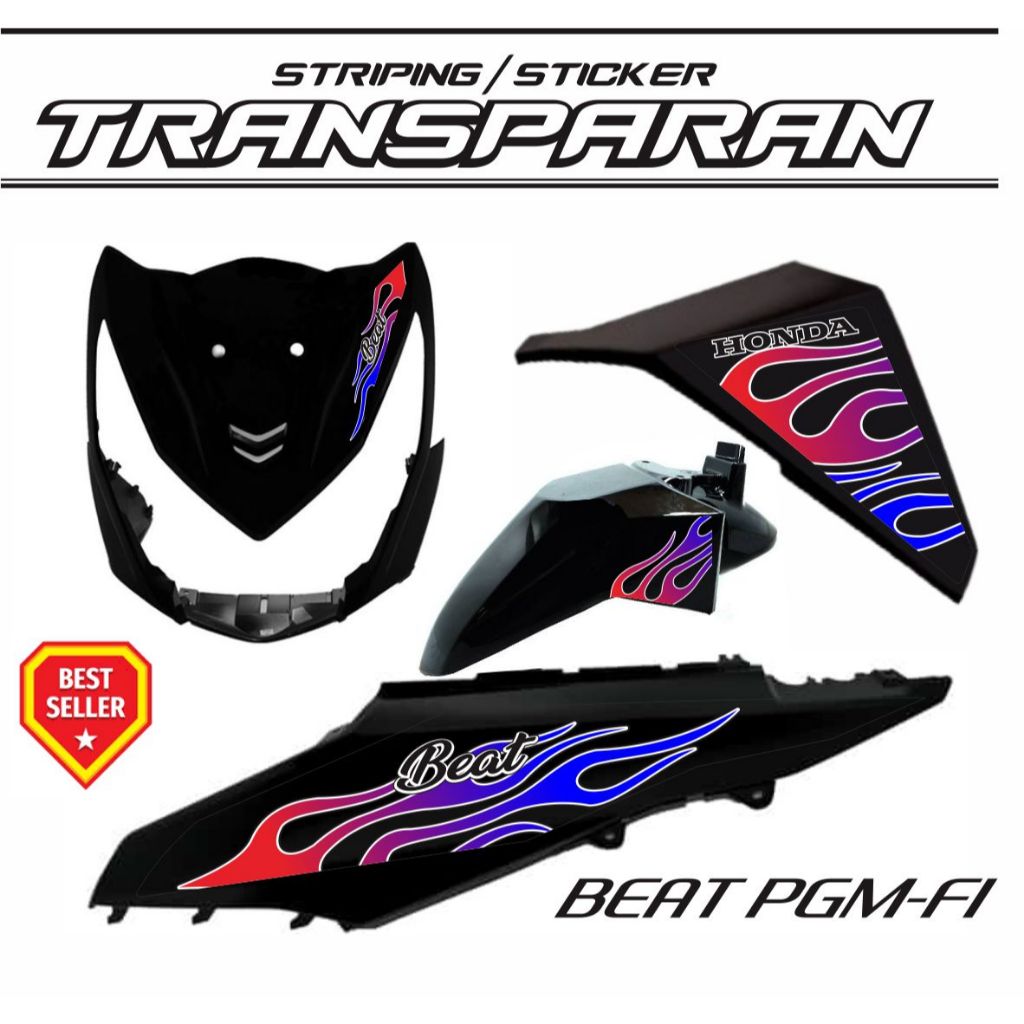 2015 BEAT FI MOTORCYCLE STICKER TRANSPARENT VARIATION STRIPING | Shopee ...