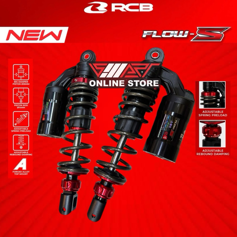SHOCK RCB FLOW S NEW NMAX 305 MM, NMAX OLD 330 MM TITANIUM, RED ...