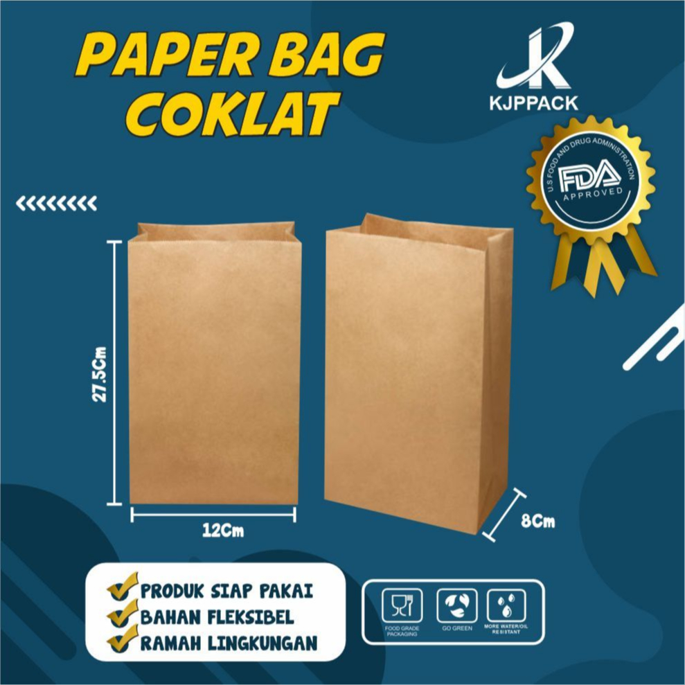 Kraft PAPER BAG 27,5 CM / THICK CHOCOLATE PAPER BAG CONTENTS 100 PCS ...