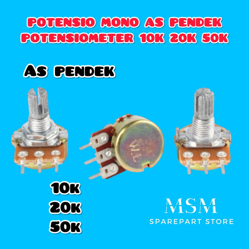 POTENSIO MONO SHORT AS POTENSIOMETER 10K 20K 50K | Shopee Philippines