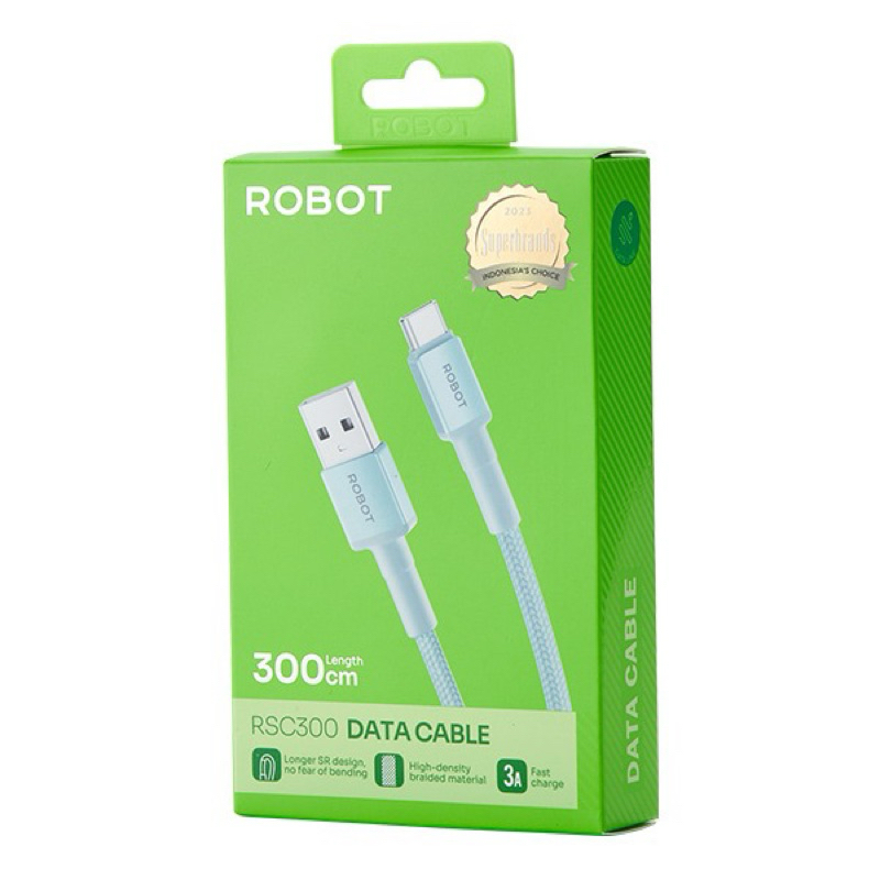 Robot RSC300 USB TO Type-C 3A Blue 300CM Data Cable | Shopee Philippines
