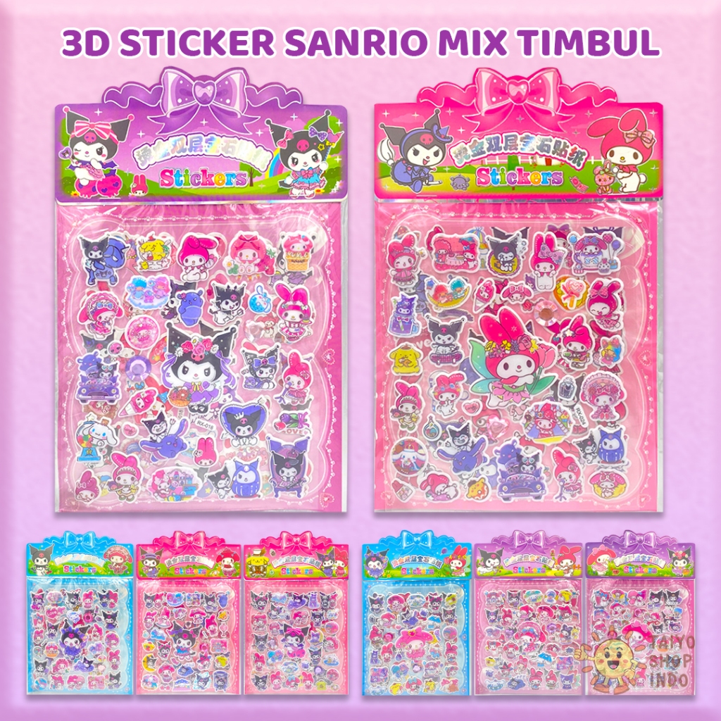 Taiyo 3D Sticker Sanrio Mix 27x18cm Embossed Sticker Paste Cartoon ...