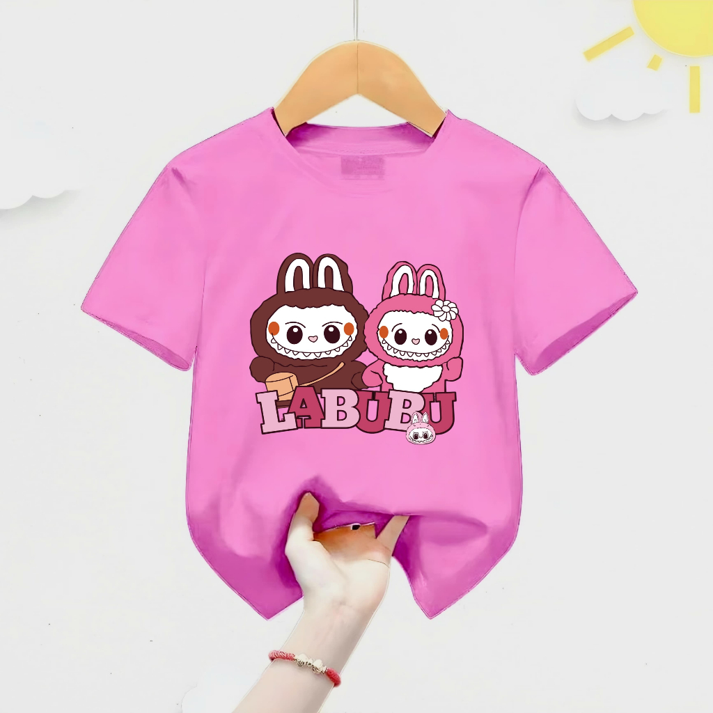 Viral LABUBU Motif Children's T-Shirt Tops for 1-12 Years Unisex ...
