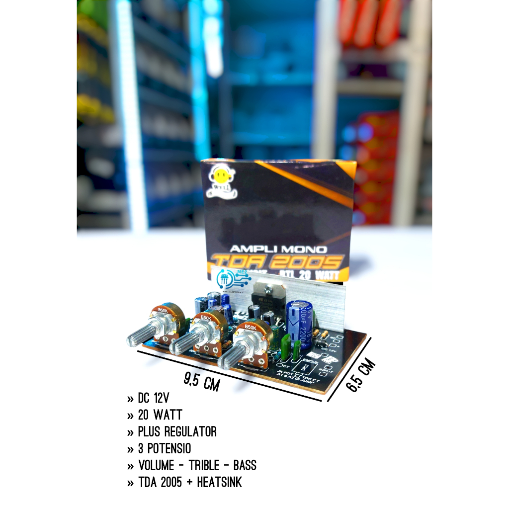 Assembled Power Amplifier Kit Mono TDA 2005 DC 12v Plus 3 Potentio 20watt Plus Heatsink | Shopee ...