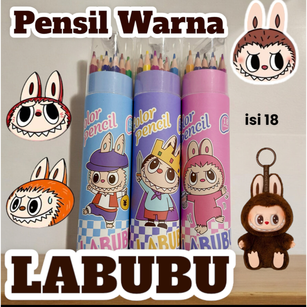 Labubu Pencil Color LABUBU Monster Tube Contents 18pcs Free Shavings ...