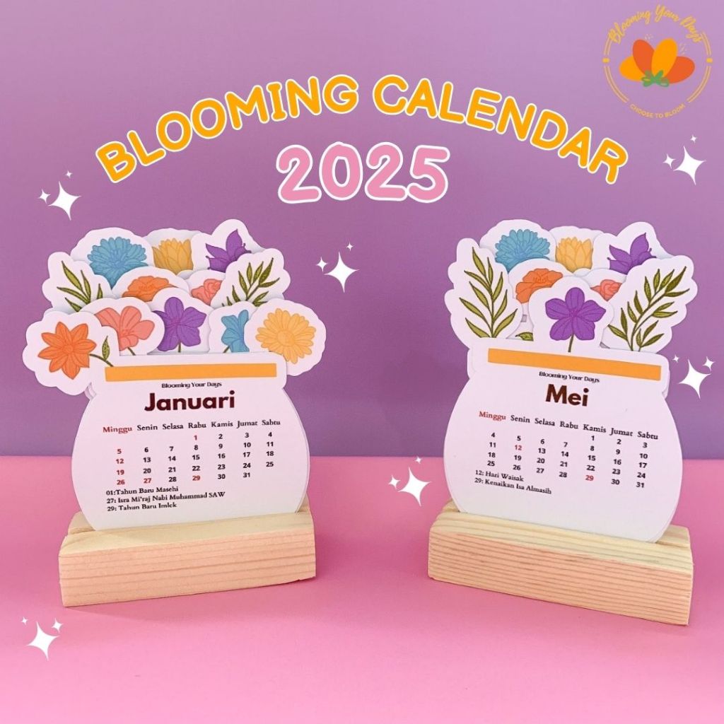 Bloomingyourdays Calendar 2025 aesthetic Desk Calendar Blooming Flower ...