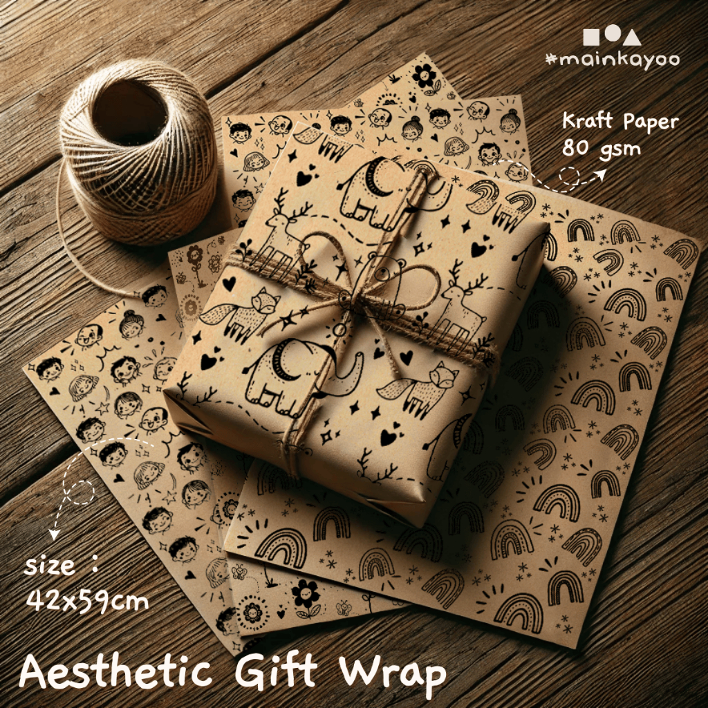 Aesthetic Kraft Paper Gift Paper - Aesthetic Gift Wrap - Motif Gift ...
