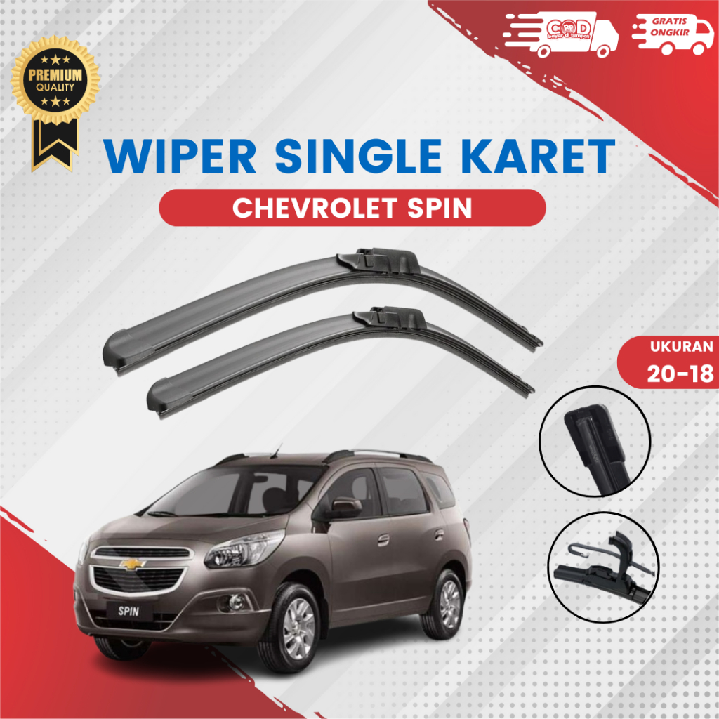 Chevrolet Spin Single Rubber Frameless Wiper Size: 20 - 18 INCH ...