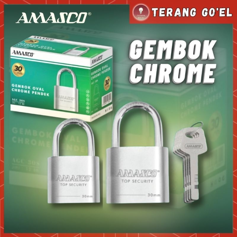 Amasco CHROME OVAL PADLOCK LONG / SHORT 30MM/ 40MM/ 50MM/ 60MM / HOME ...