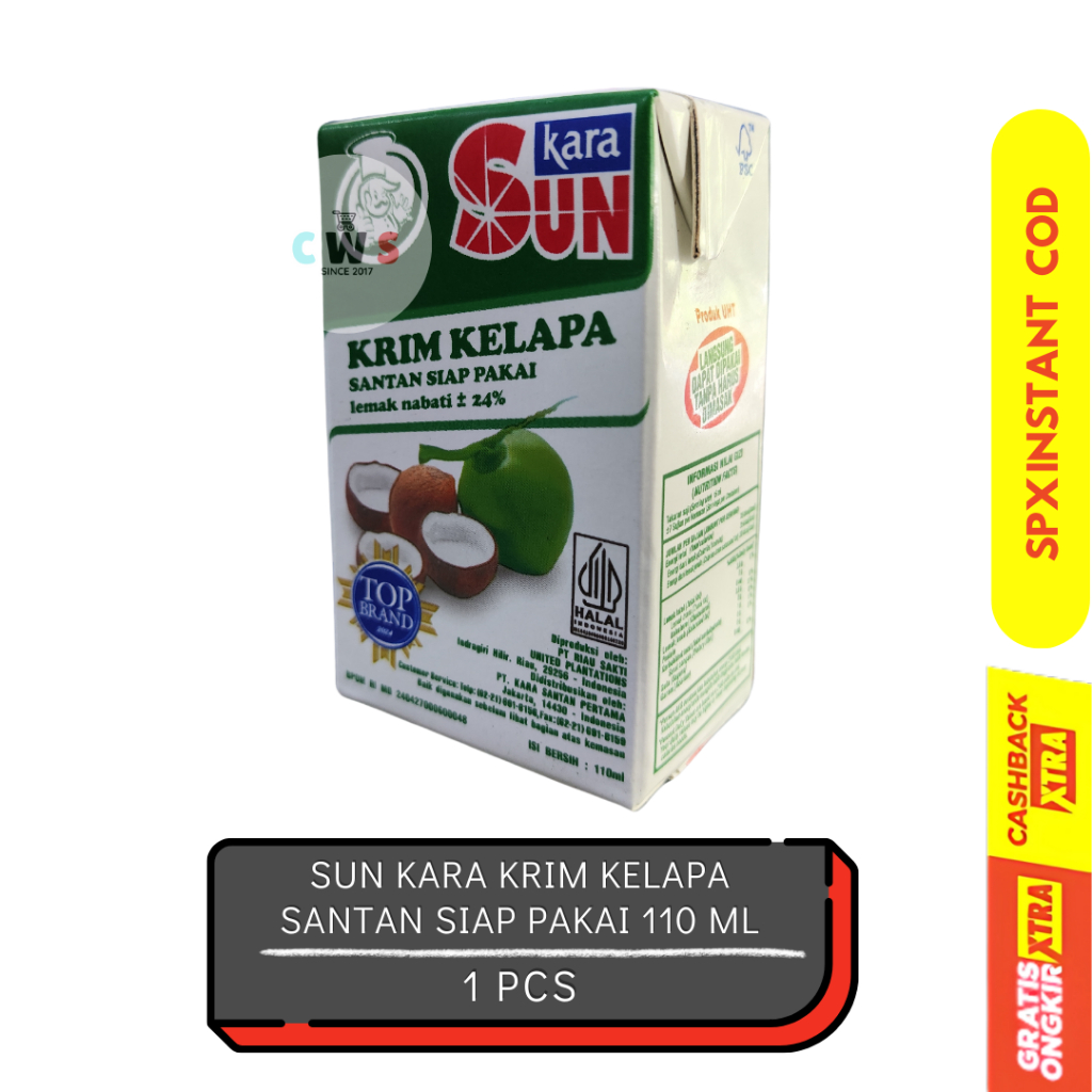 Sun KARA Coconut Cream Coconut Milk Ready To Use 110ml - 1pcs | Shopee ...